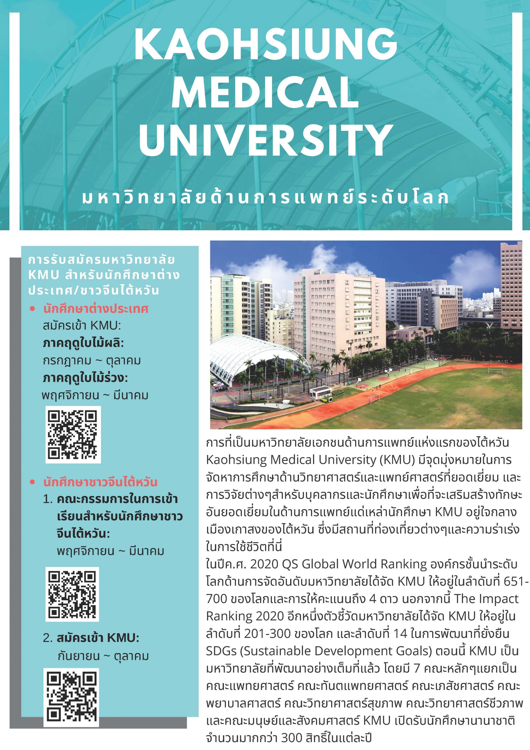 Kaohsiung Medical University (Thai) 2020 – KMU Admissions